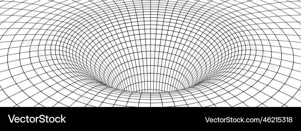 Black hole wormhole wireframe grid of tunnel Vector Image