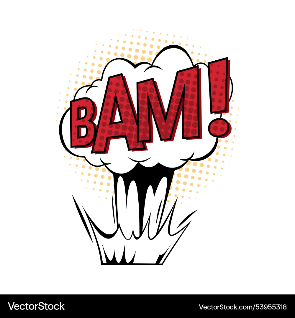 Comic bright dynamic cartoon expression sound bam Vector Image