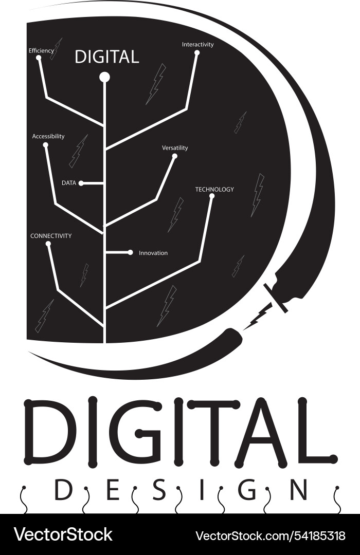 Digital design logo d Royalty Free Vector Image