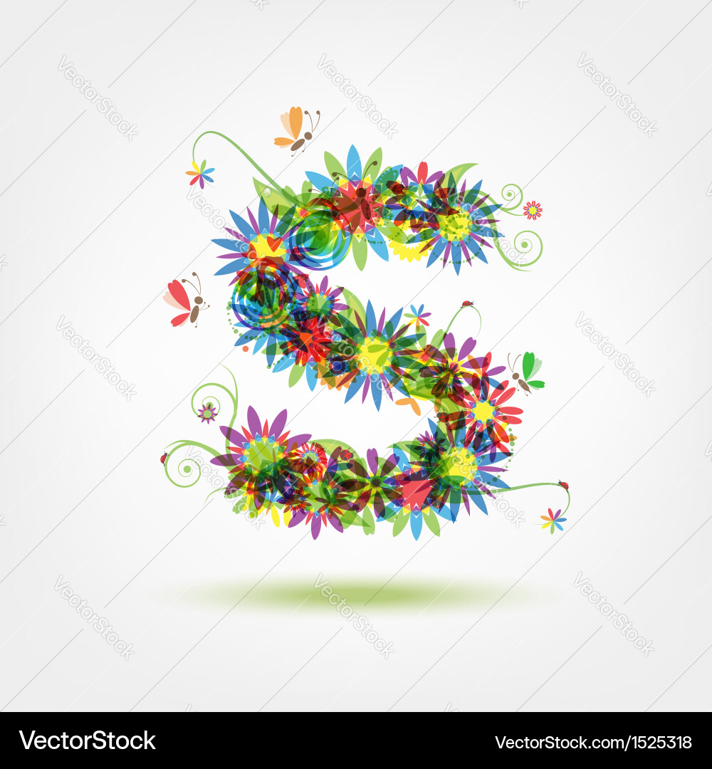 Floral letter for your design Royalty Free Vector Image