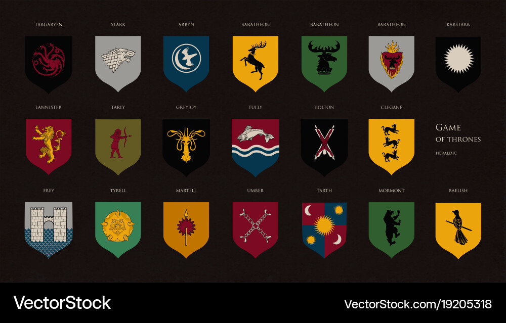 Game of Thrones House Sigils Royalty Free Vector Image