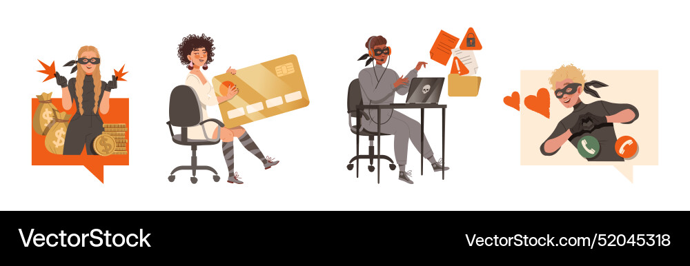 Internet fraud and scam with people hacker Vector Image