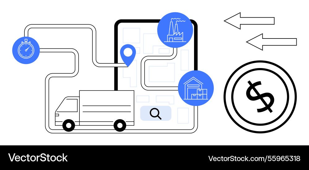Logistics and delivery route optimization Vector Image