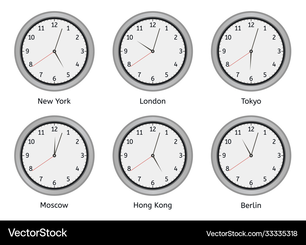 Modern Clock Face - Time Zones Royalty Free Vector Image