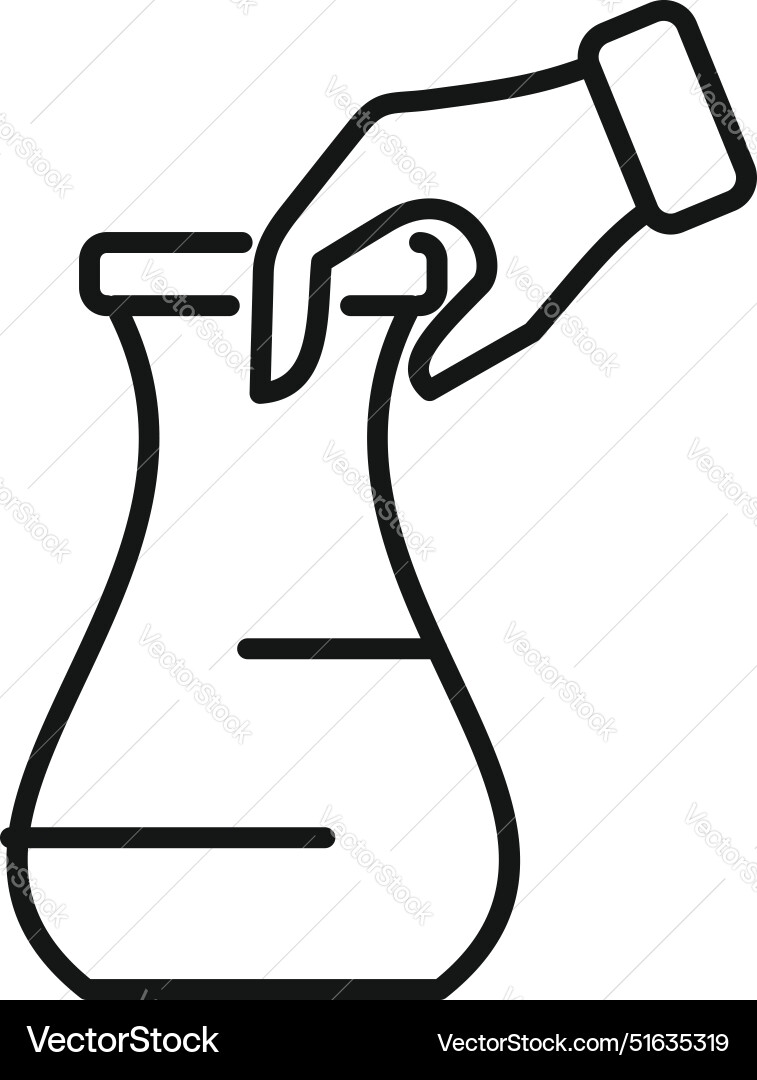 Laboratory assistant hand holding beaker icon Vector Image