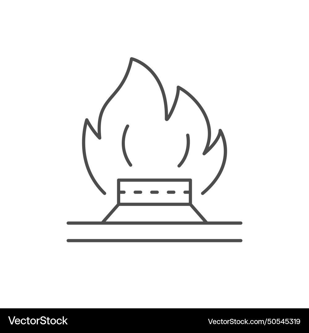 Stove flame line outline icon Royalty Free Vector Image