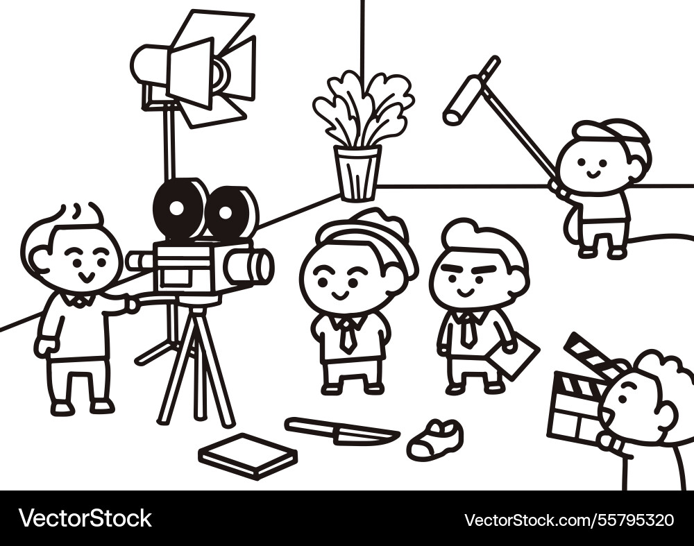 Actor filming movie in studio Royalty Free Vector Image
