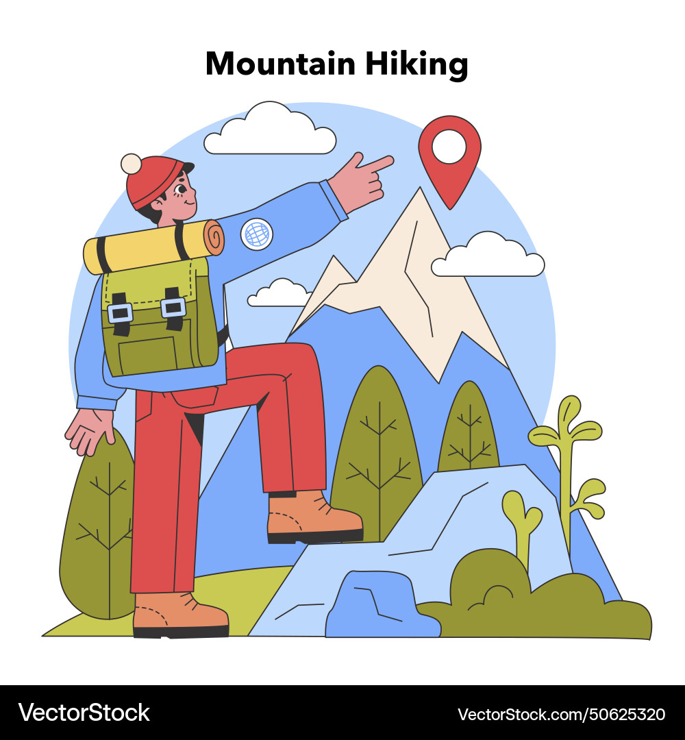 Ascent to the summit flat Royalty Free Vector Image