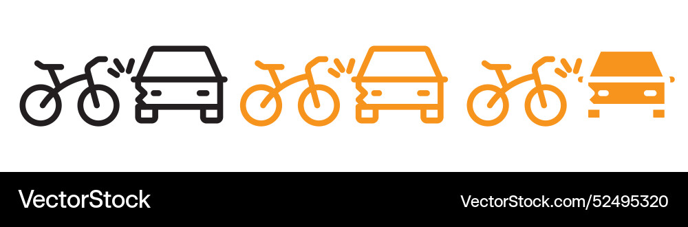 Bicycle accident icon set safety and awareness Vector Image