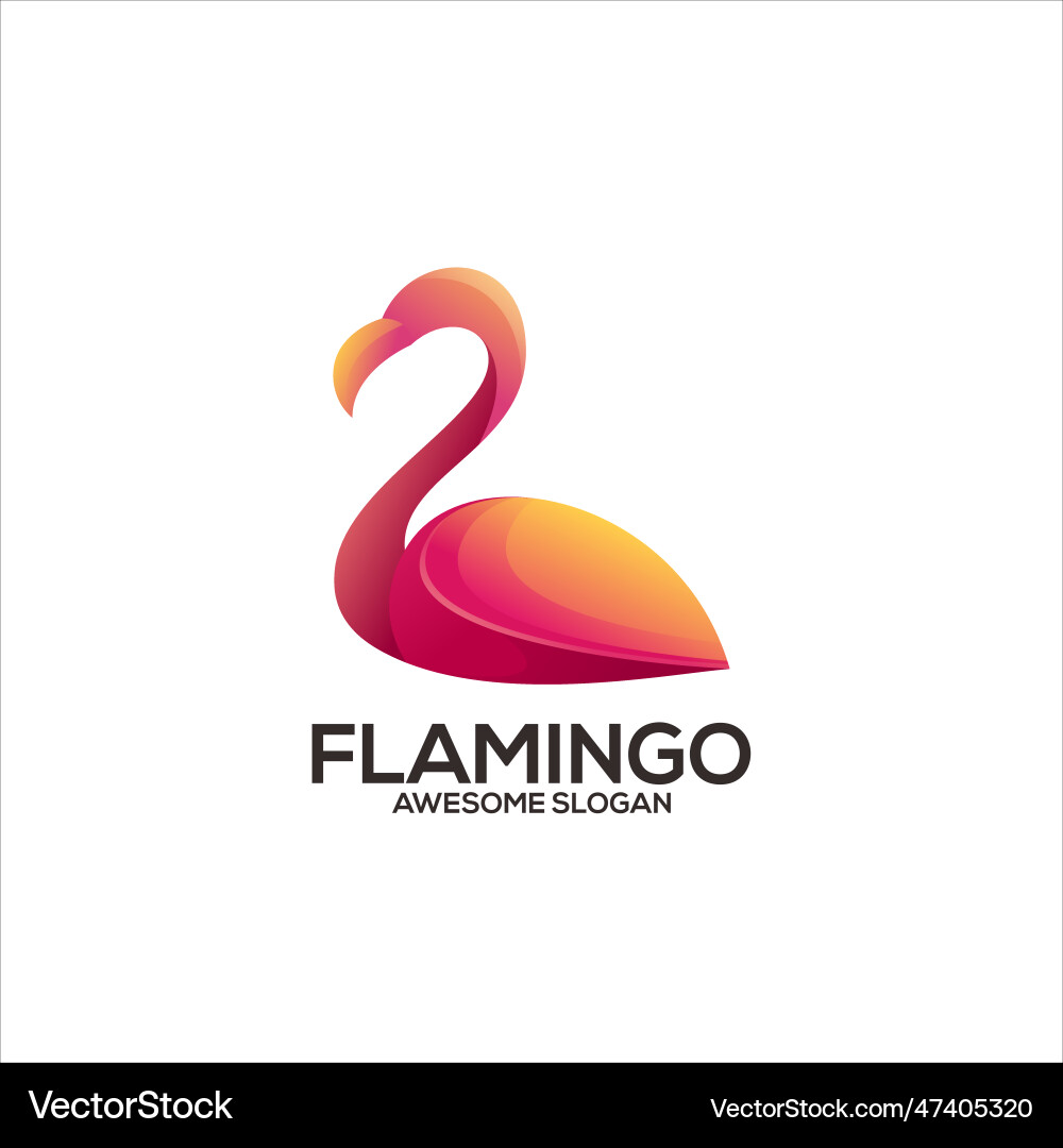 Flamingo gradient mascot logo design Royalty Free Vector