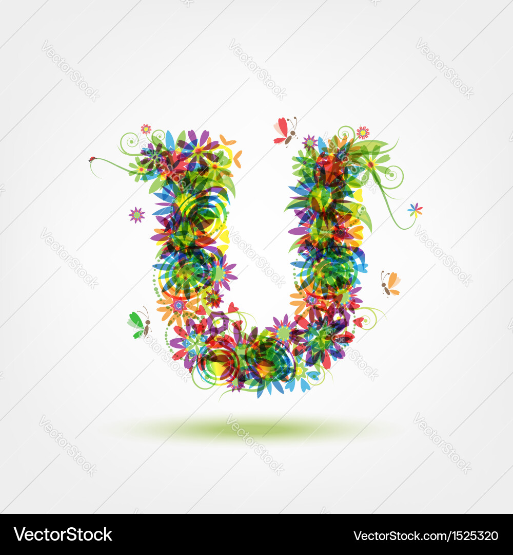 Floral letter for your design Royalty Free Vector Image