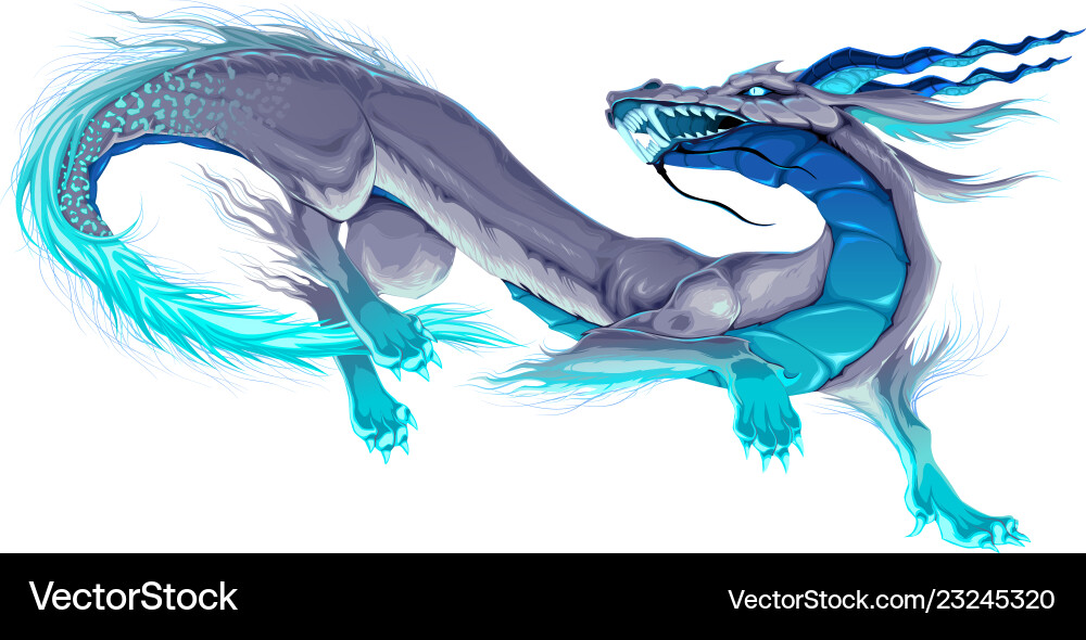 Isolated dragon in a dancing pose Royalty Free Vector Image