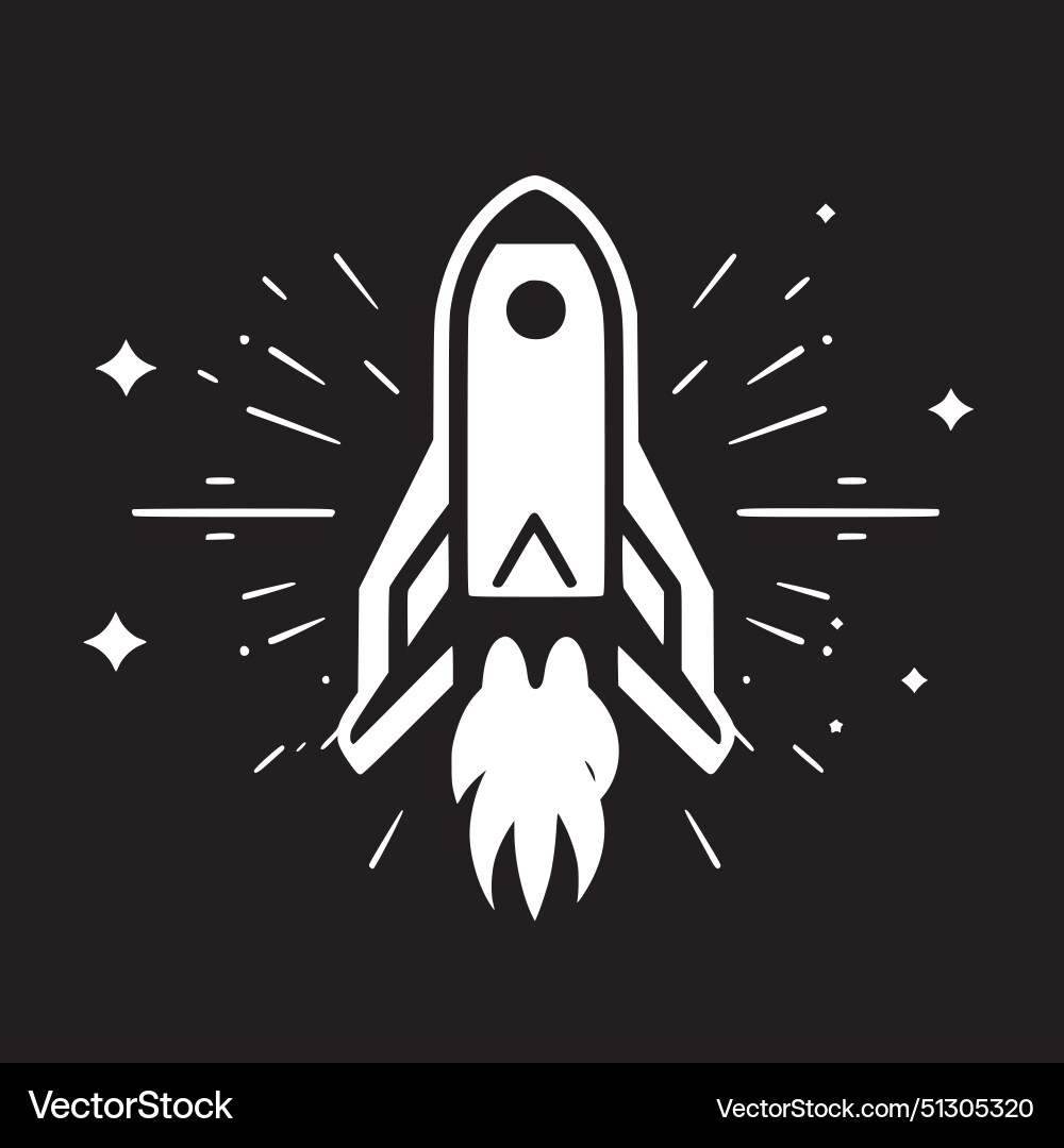 Rocket - black and white Royalty Free Vector Image