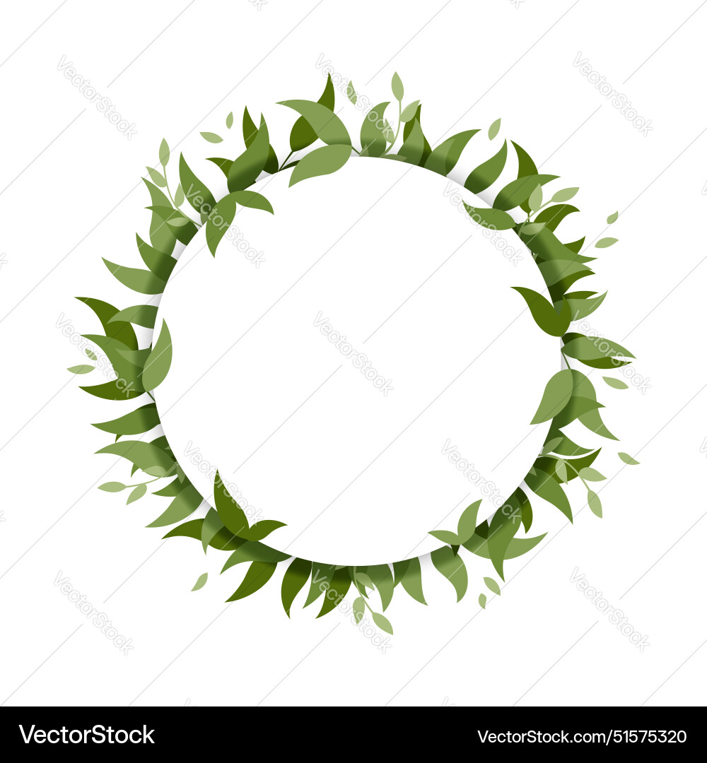 Round botanical frame with leaves circle shaped Vector Image