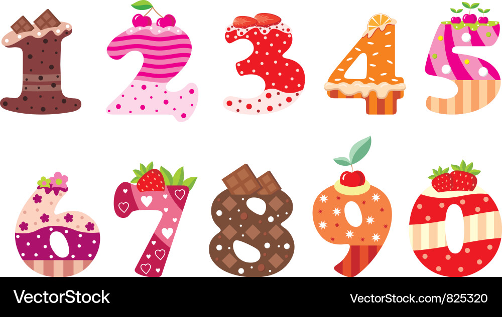 Sweet numbers Royalty Free Vector Image - VectorStock