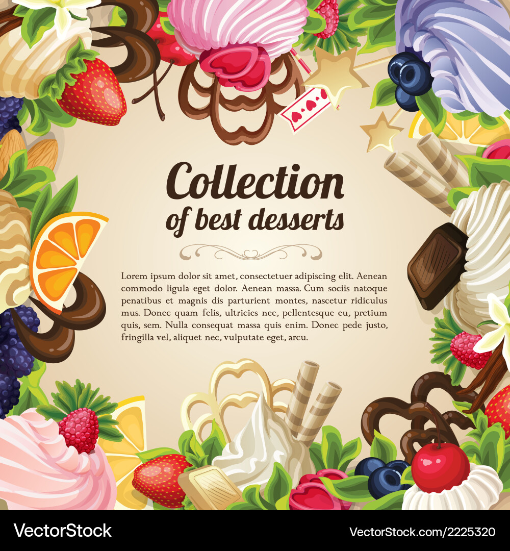Sweets dessert frame Royalty Free Vector Image