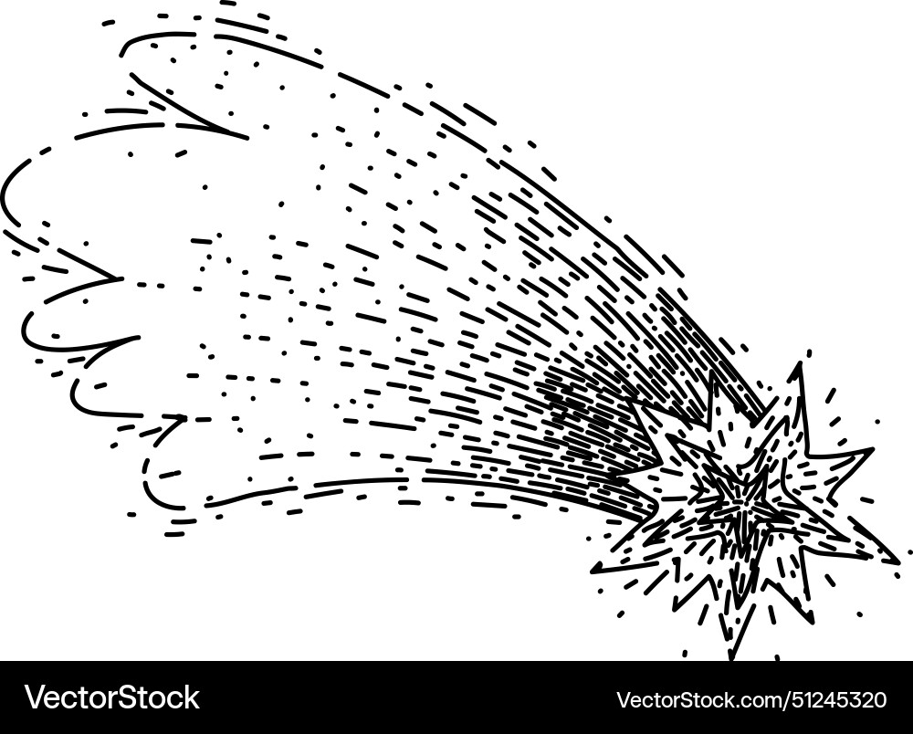 Wish Star Fall Sketch Hand Drawn Royalty Free Vector Image