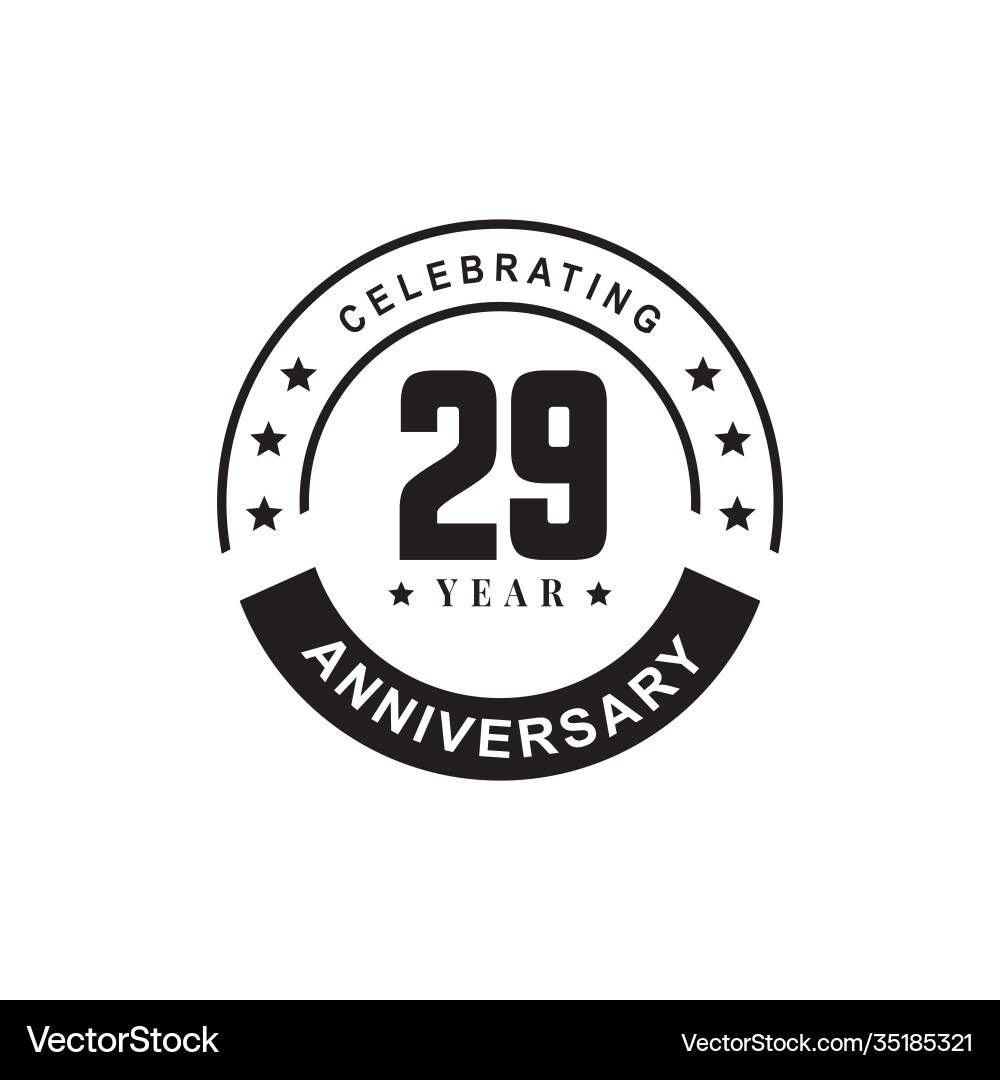 29th year anniversary logo design Royalty Free Vector Image