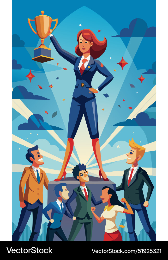 Businesswoman celebrates victory Royalty Free Vector Image