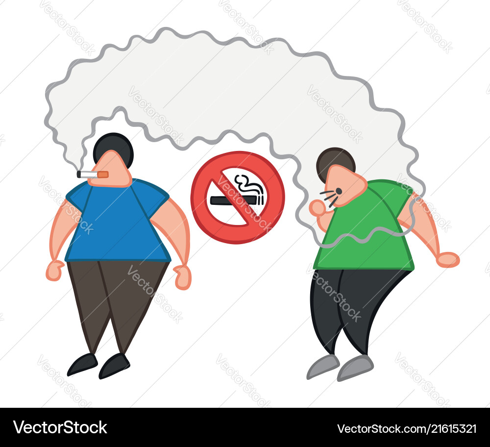 Cartoon man smoking cigarette where Royalty Free Vector