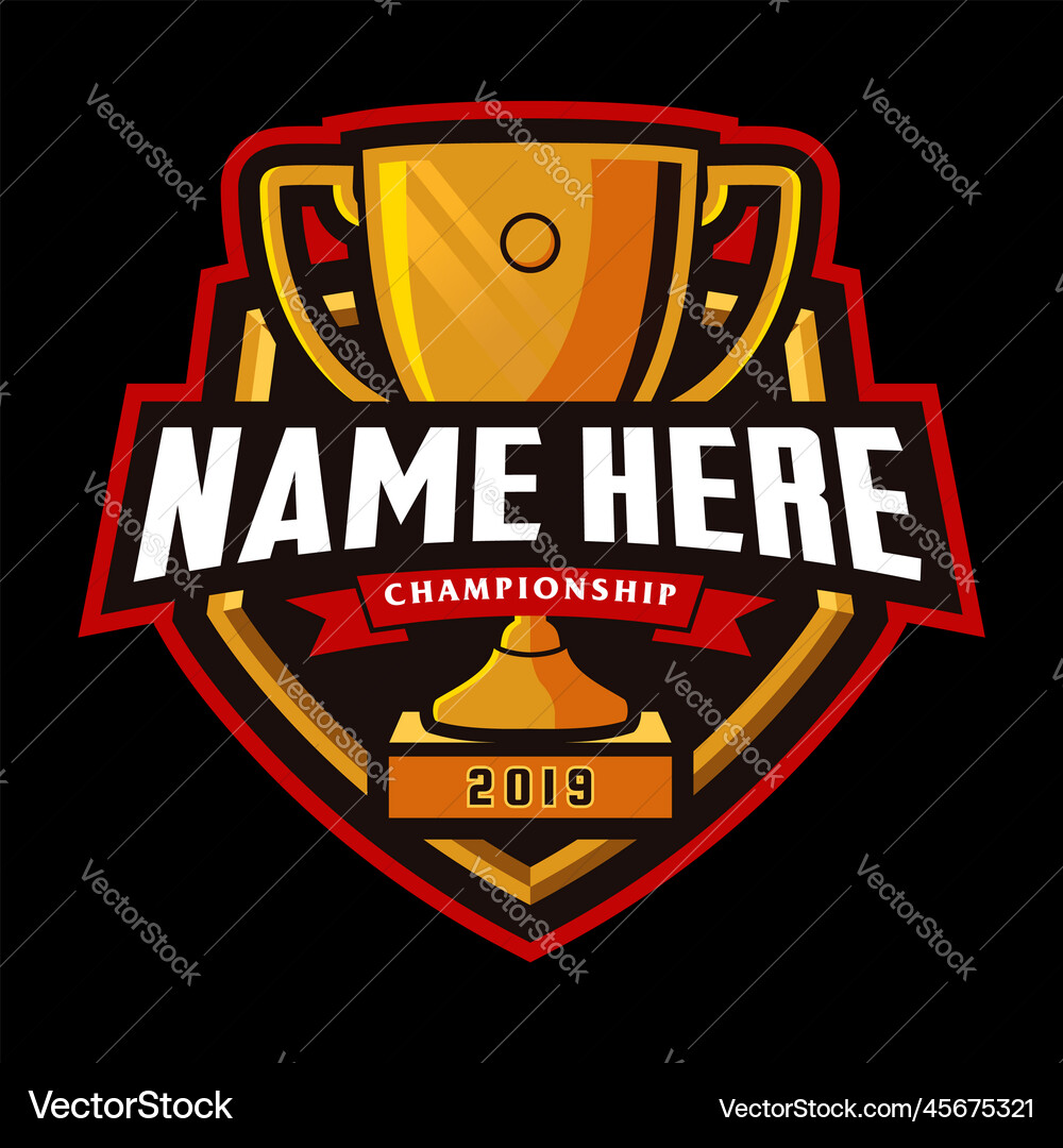 Champion Trophy Logo Template Royalty Free Vector Image