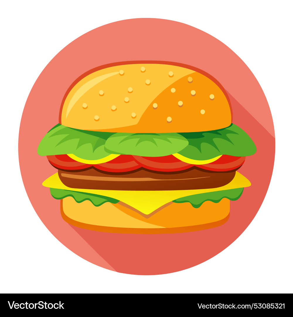 Cheeseburger with beef lettuce tomato cheese Vector Image