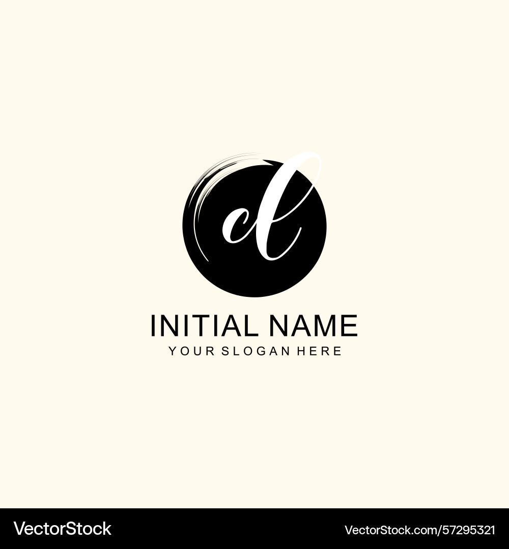 Cl modern handwritten logo with artistic brush Vector Image