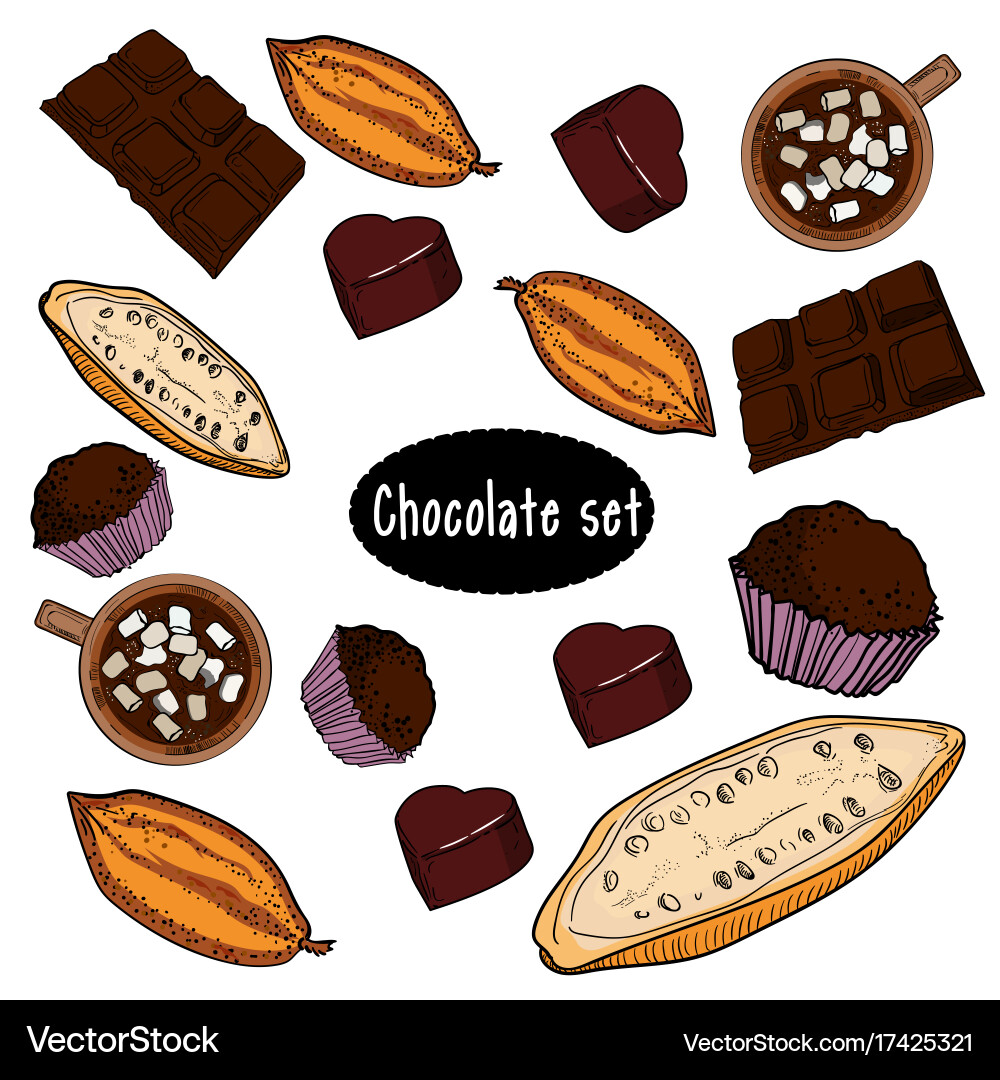 Color chocolate set of hand drawing Royalty Free Vector