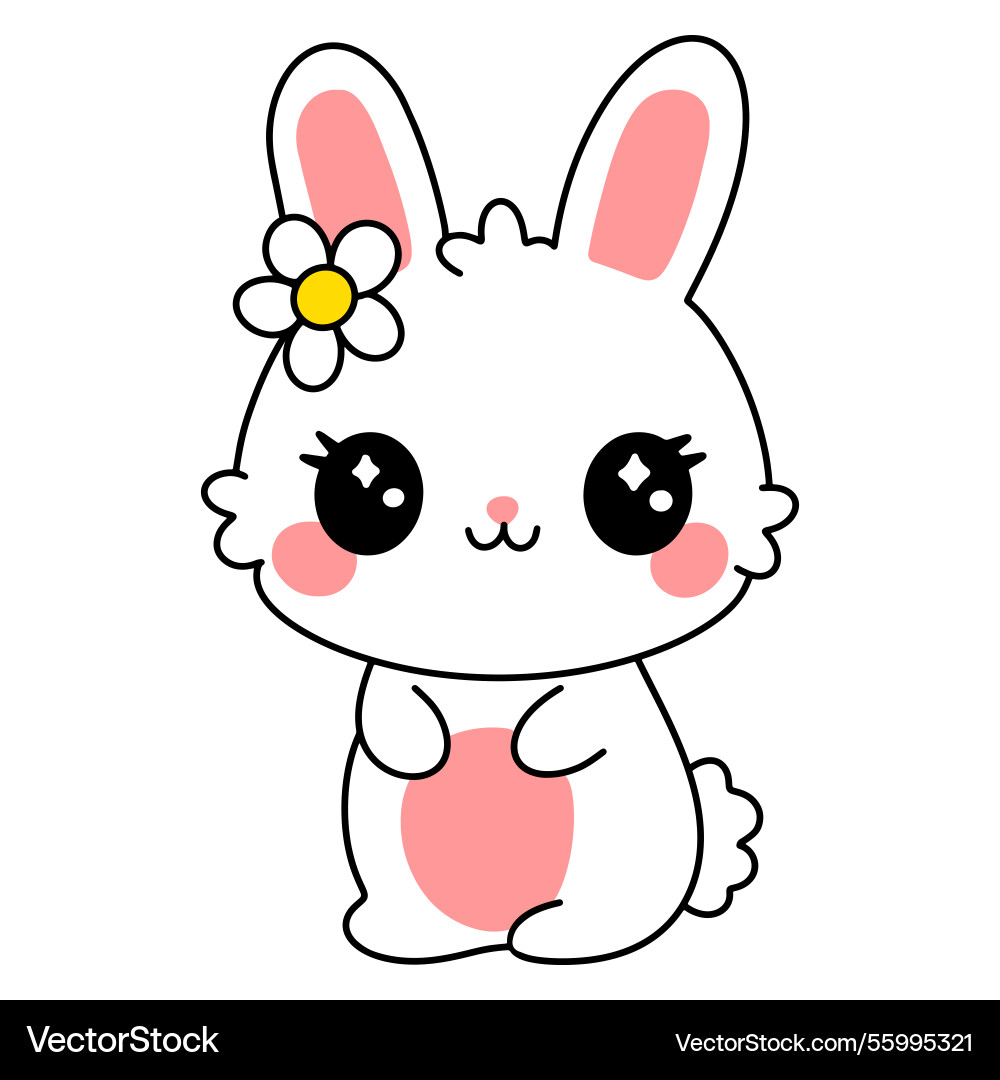 Cute cartoon kawaii easter bunny character hand Vector Image