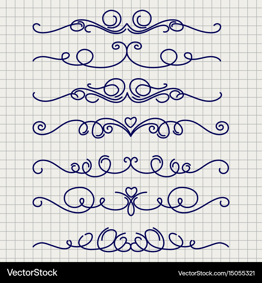 Cute doodle thin line borders Royalty Free Vector Image