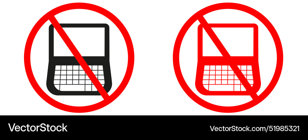 No laptop usage sign ensure compliance in Vector Image