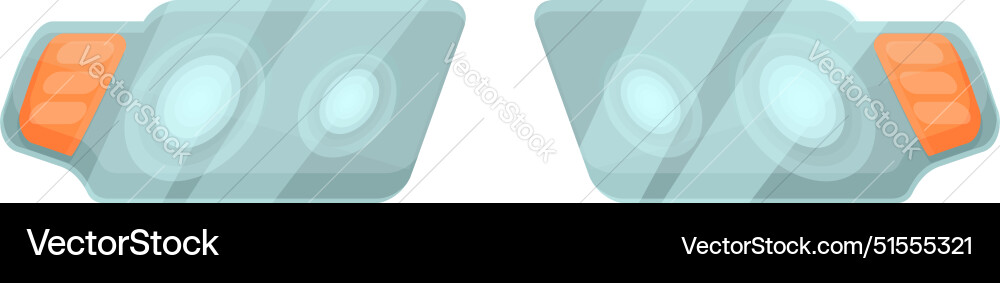 Pair of modern car headlights illuminating Vector Image