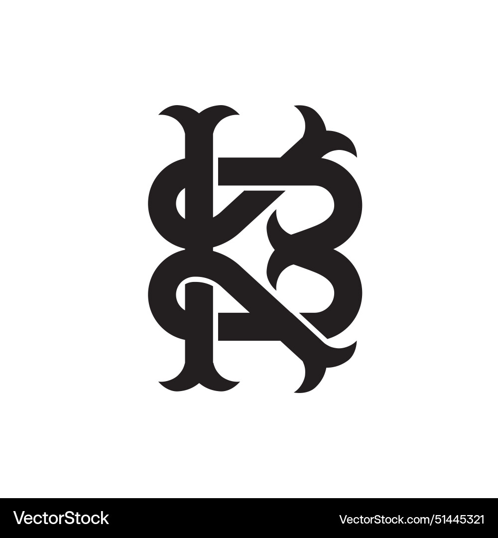 Vintage interlocking monogram letter kb Royalty Free Vector