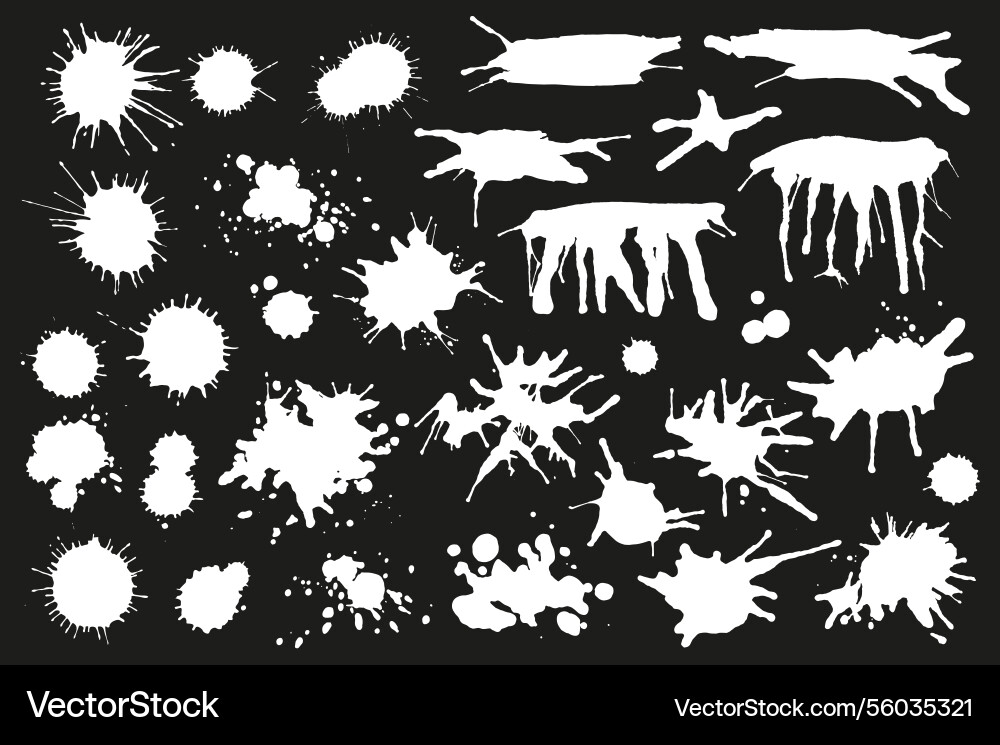White ink drops and splashes set elements in flat Vector Image