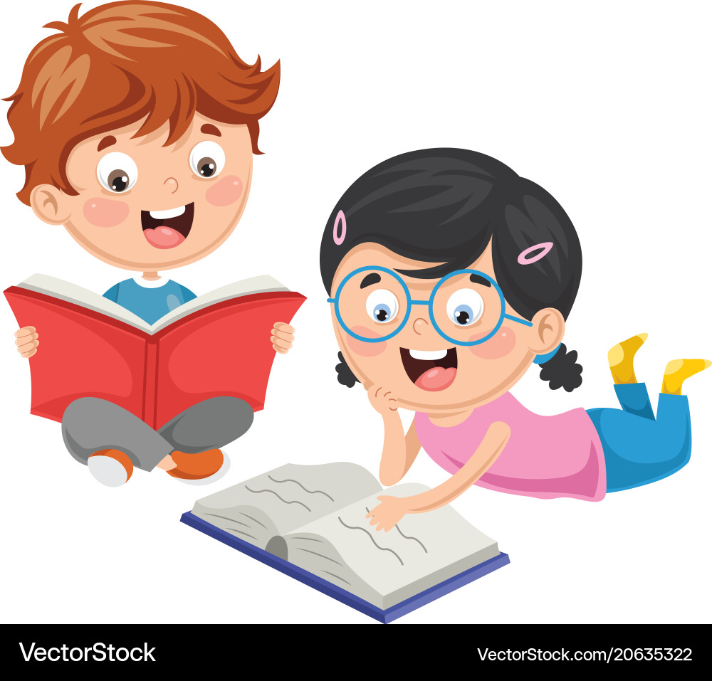 Children Reading Together Royalty Free Vector Image