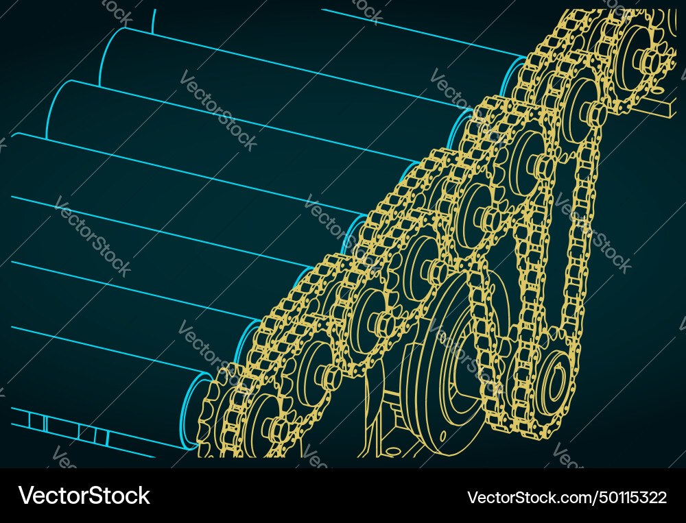Conveyor with chain drive structure Royalty Free Vector
