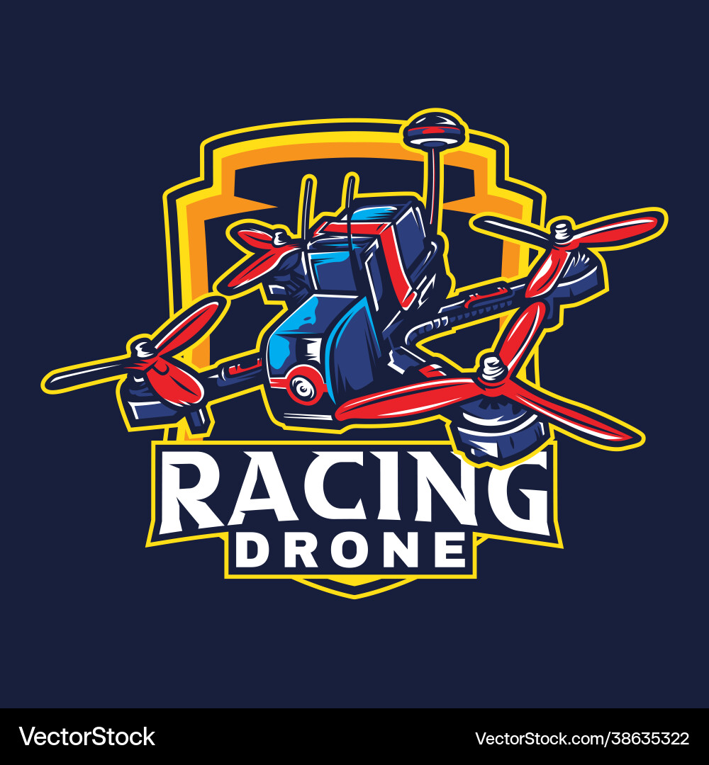 Detailed racing drone mascot concept logo Vector Image
