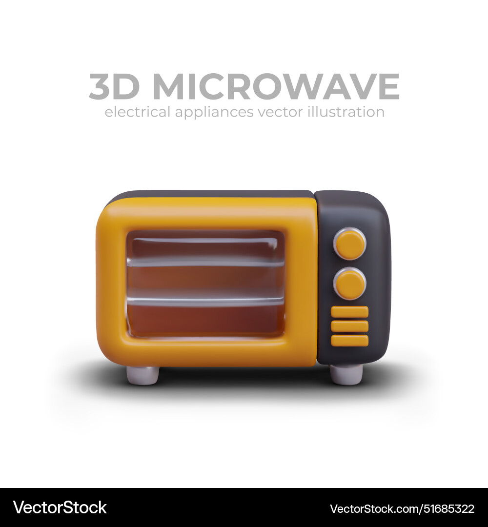 Microwave realistic oven on white background Vector Image