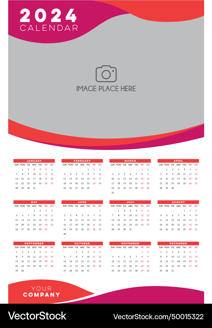 Photo calendar 2024 Royalty Free Vector Image - VectorStock