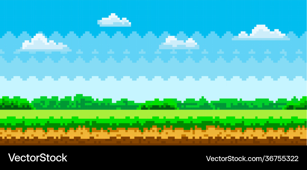 Pixel Forest Landscape Royalty Free Vector Image