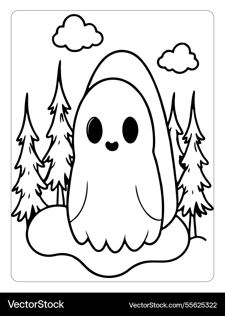 Printable ghostly forest halloween coloring pages Vector Image