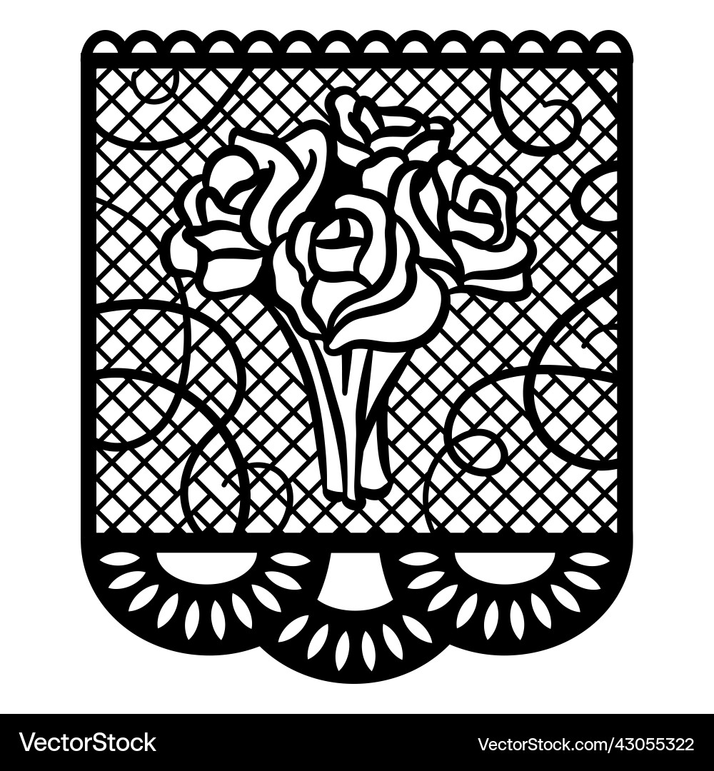 Roses papel picado banner Royalty Free Vector Image