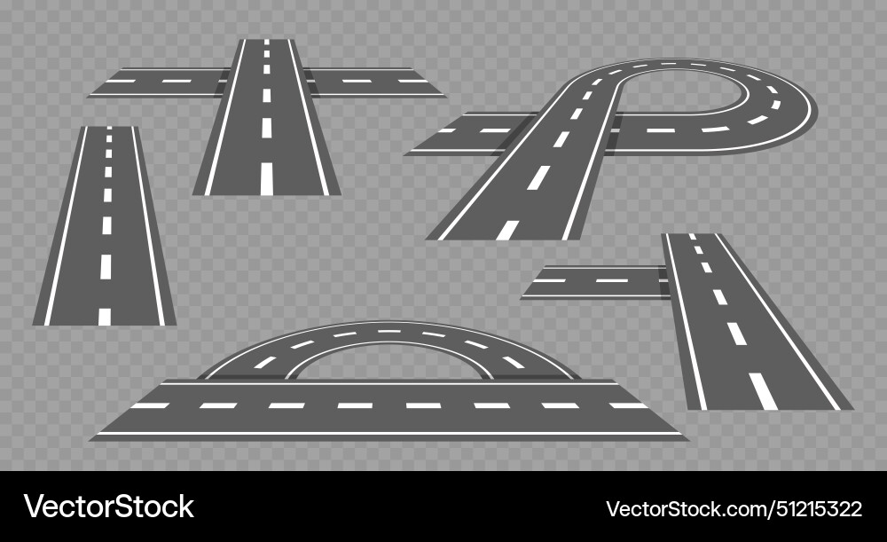 Set of different road section perspectives Vector Image