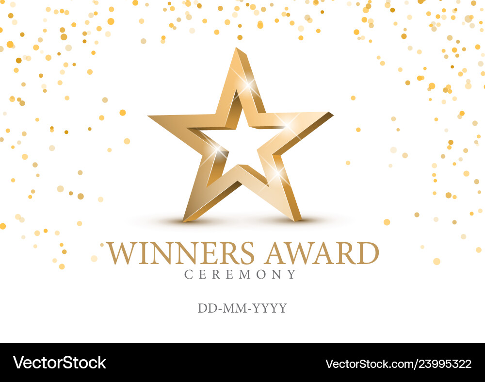 Winner award gold star 3d symbol Royalty Free Vector Image
