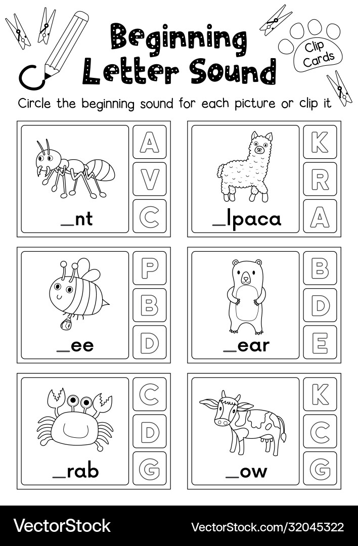 Worksheet matching vocabulary abc coloring page Vector Image