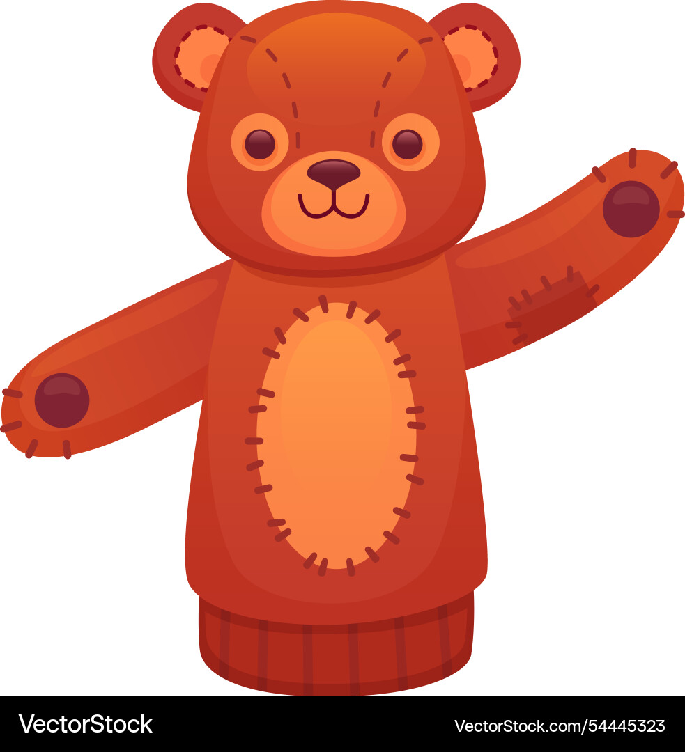 Bear puppet cartoon playable fabric toy icon Vector Image