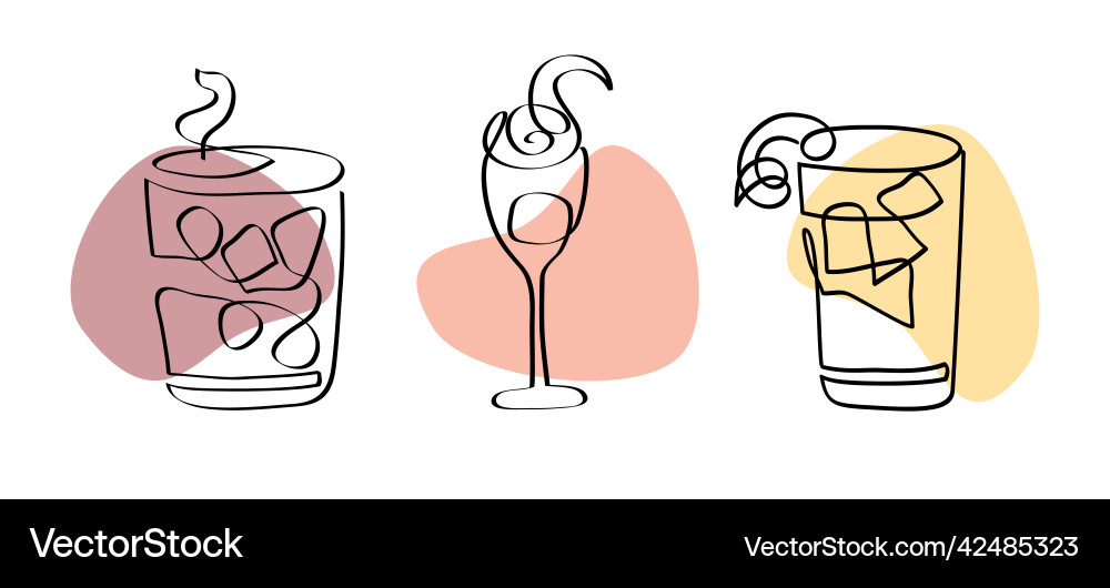 Coctails lineart minimalist Royalty Free Vector Image