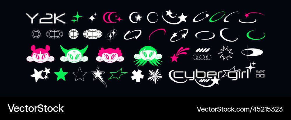 Cyber Girl Y2K Shapes Royalty Free Vector Image