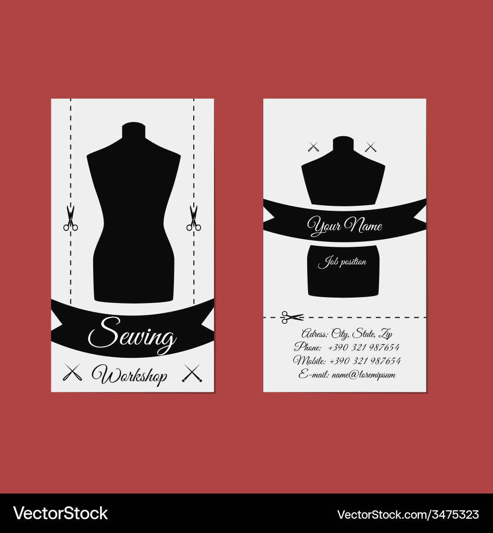 Design business card tailor Royalty Free Vector Image