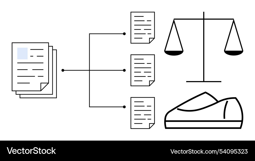 Document sorting process visualized alongside Vector Image